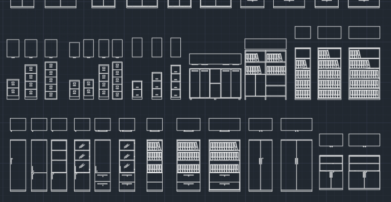 Free CAD Block Office Cabinet | Aoo3D