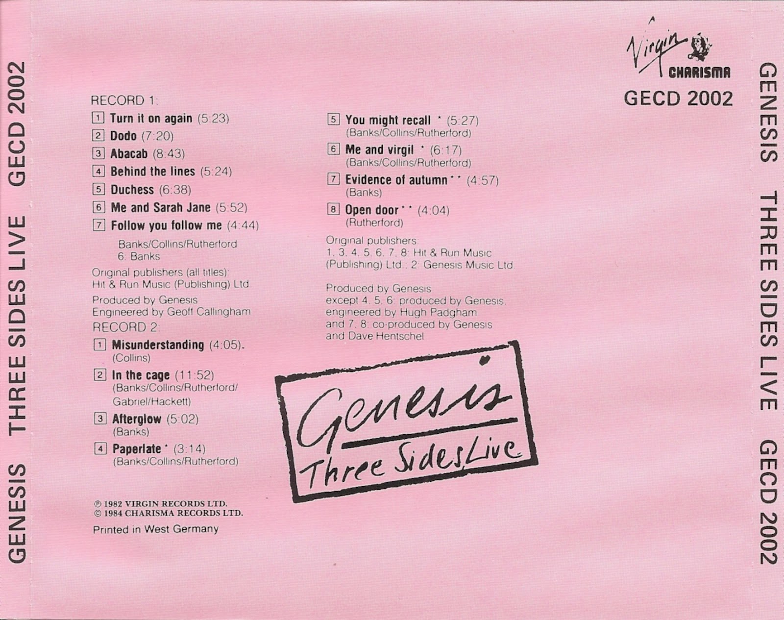 The First Pressing CD Collection: Genesis - Three Side Live