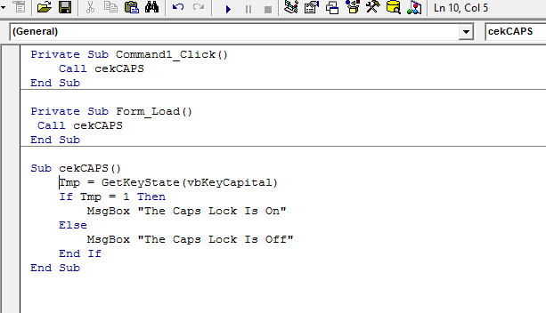 How to check the CAPSLOCK ON or OFF with VB 6 - A Cup Of Source Code How to check the CAPSLOCK ON or OFF with VB 6 - A Cup Of Source Code