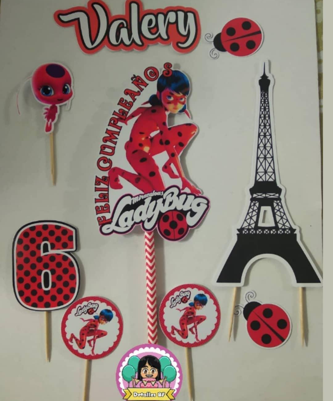 Topper Ladybug Valery 6 - Mis Toppers Tus Toppers