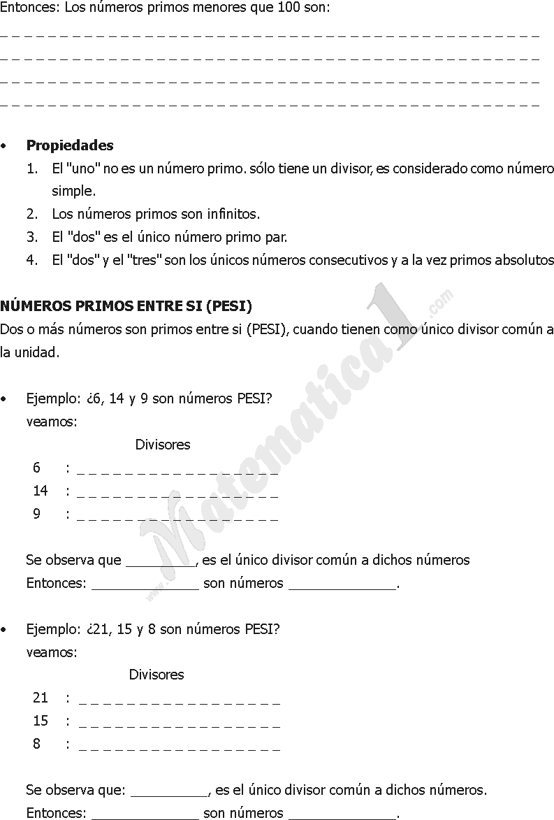 NÚMEROS PRIMOS Y COMPUESTOS EJERCICIOS RESUELTOS PDF