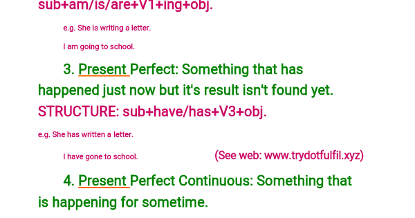 Present Tense structure and definition / Present tense classification