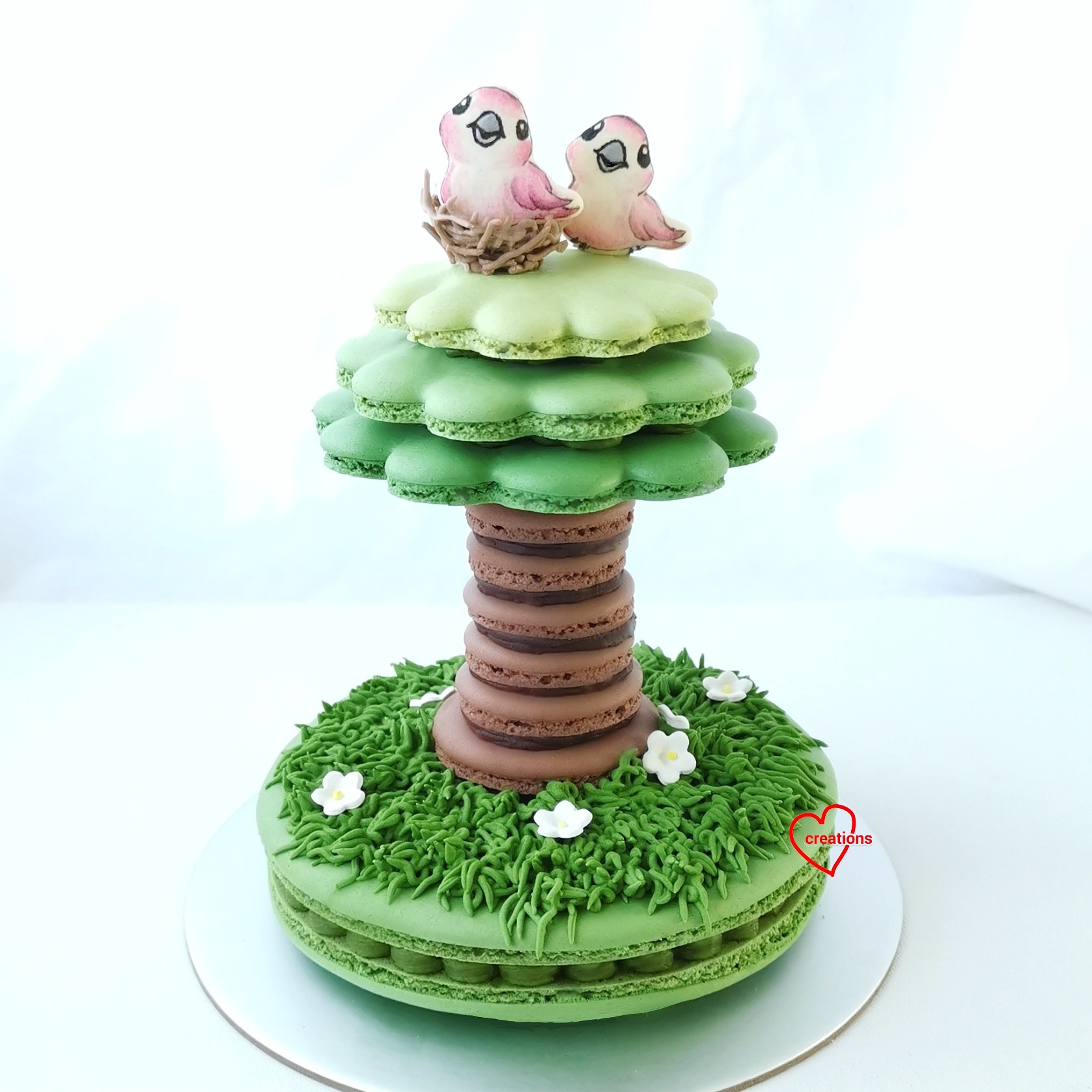 Loving Creations for You: Matcha Dark Chocolate Macaron Mustard Tree