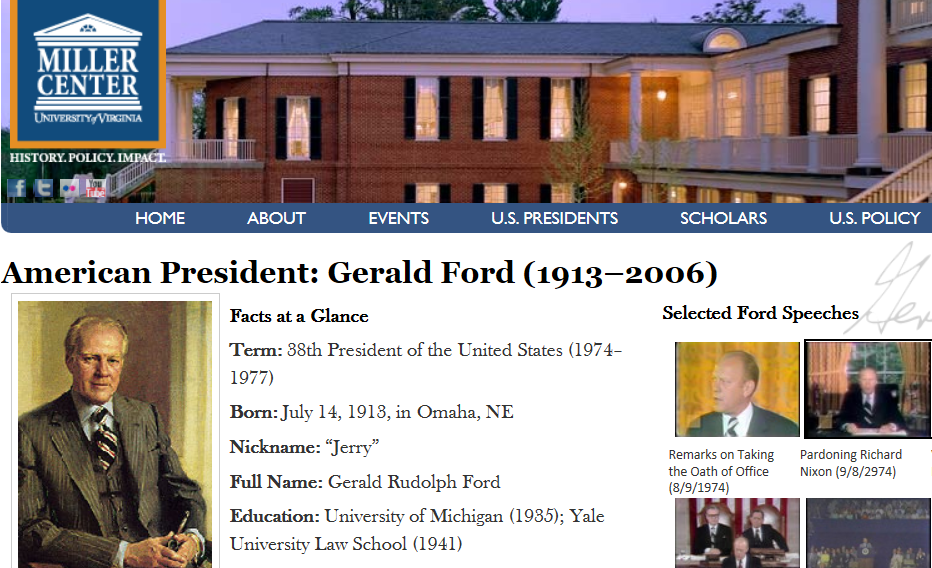 The Learning Professor: Website Spotlight: Gerald Ford