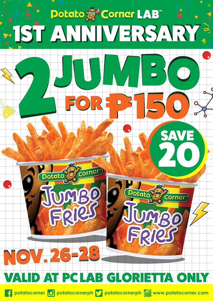 Manila Shopper: Potato Corner Lab Glorietta Anniv Promo: Nov 2019