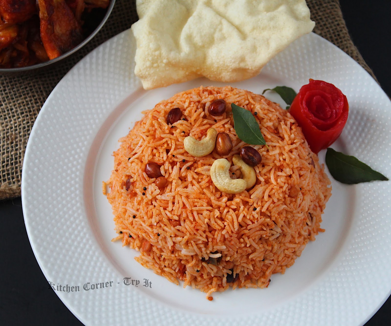 Spiced Tomato Rice/ South Indian Thakkali Sadam