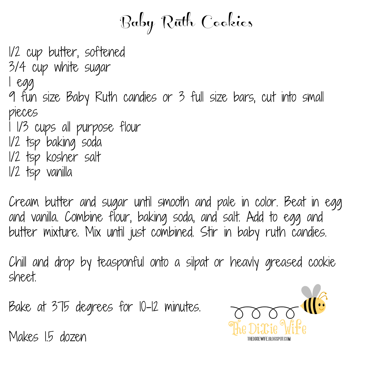 The Dixie Wife: Baby Ruth Cookies