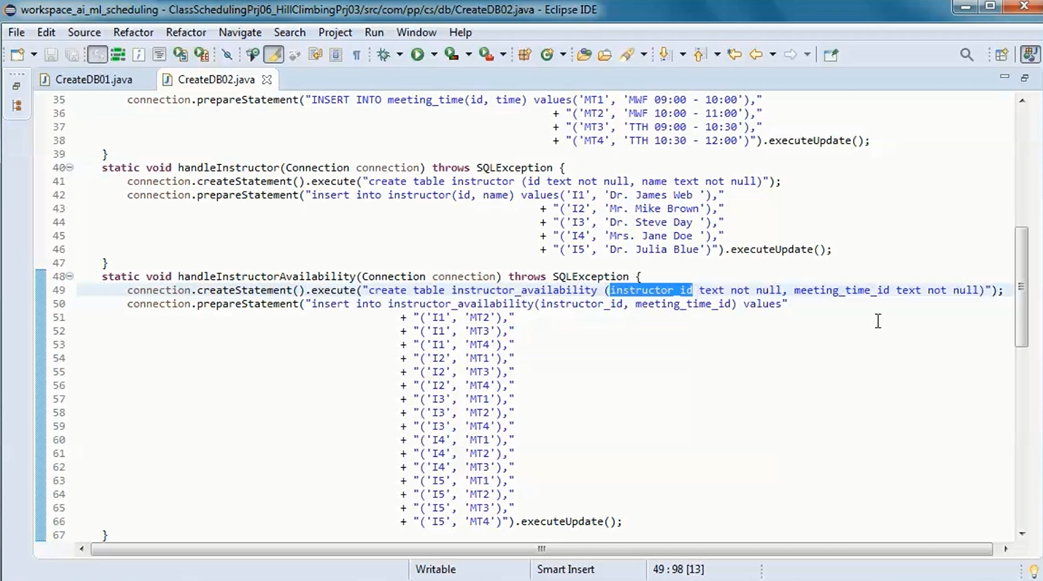 Prototype Project: Class Scheduling + Hill Climbing + instructor availability + interactive ...