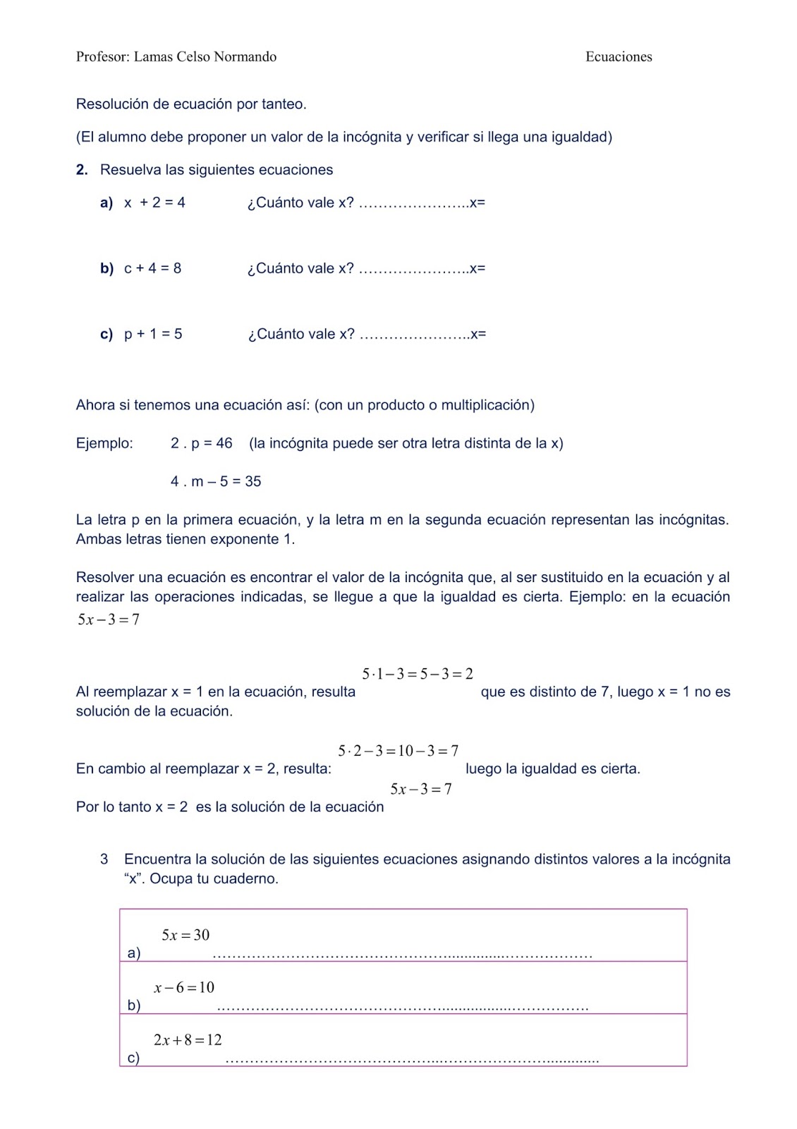 Aprender matemática Jugando: Ecuaciones y la Balanza