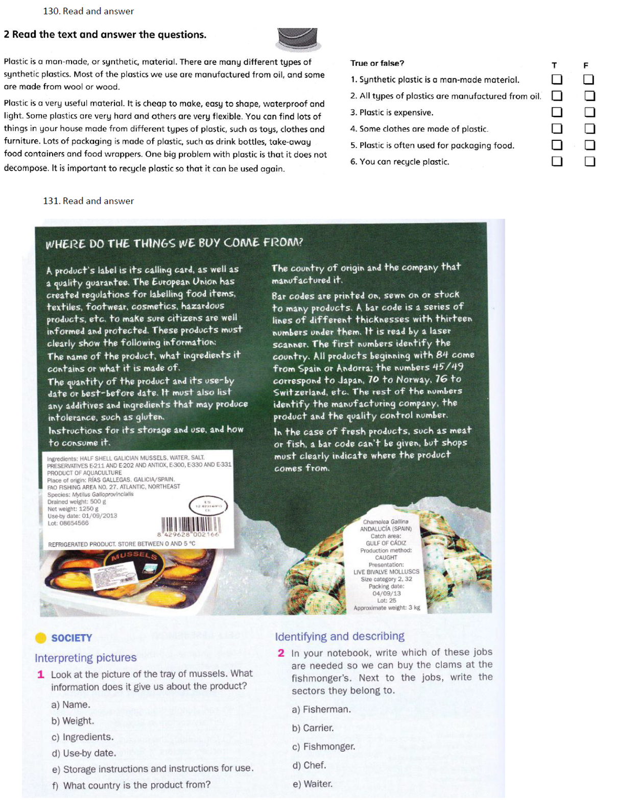 Social Science 5 grade: 3. ECONOMY: Raw materials and manufactured products