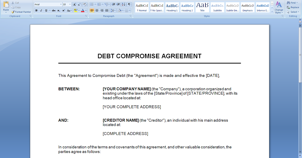 Corporate Document Library: Debt Compromise Agreement Corporate Document Library: Debt Compromise Agreement