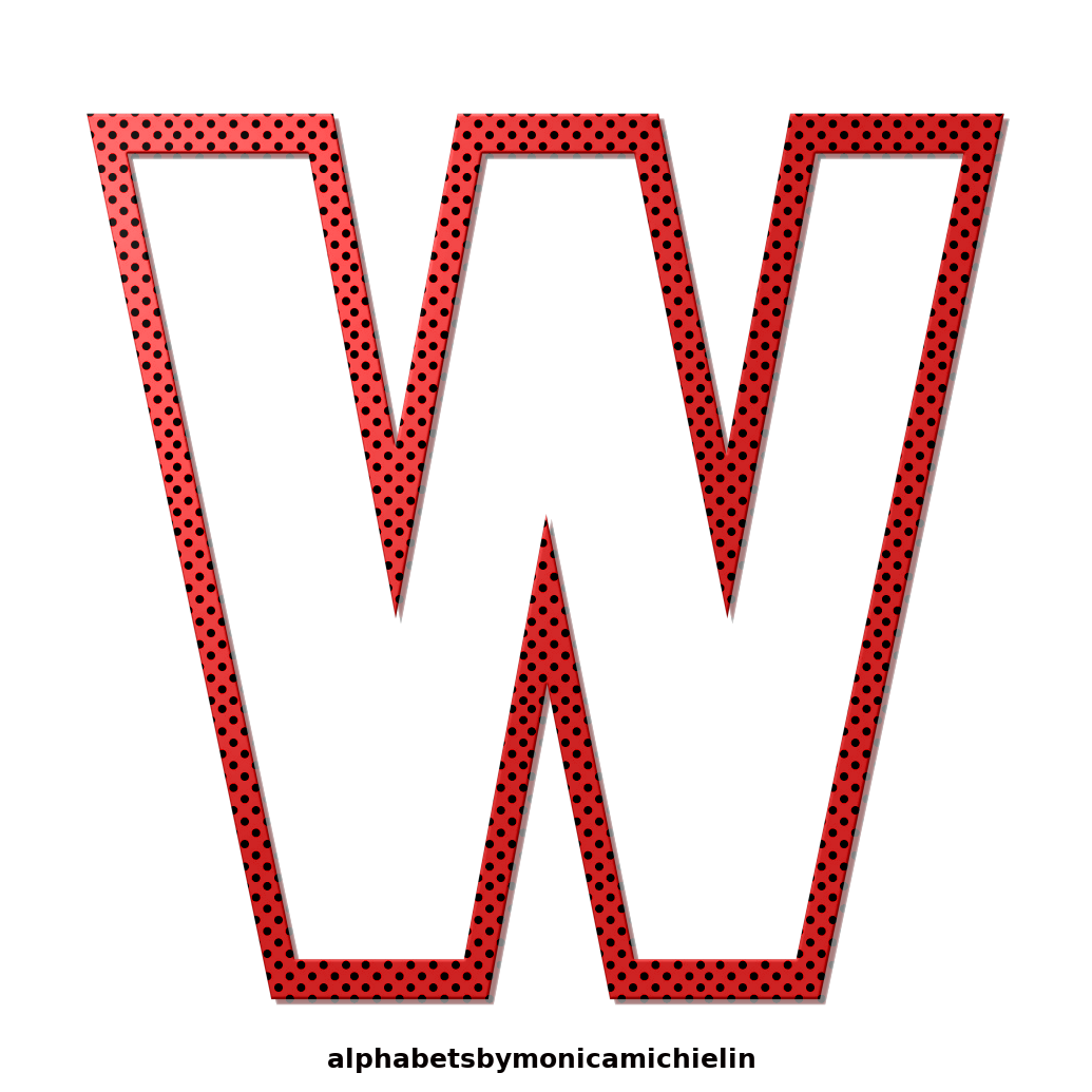 M. Michielin Alphabets: 6-OUTLINE RED POLKA DOTS ALPHABET PNG