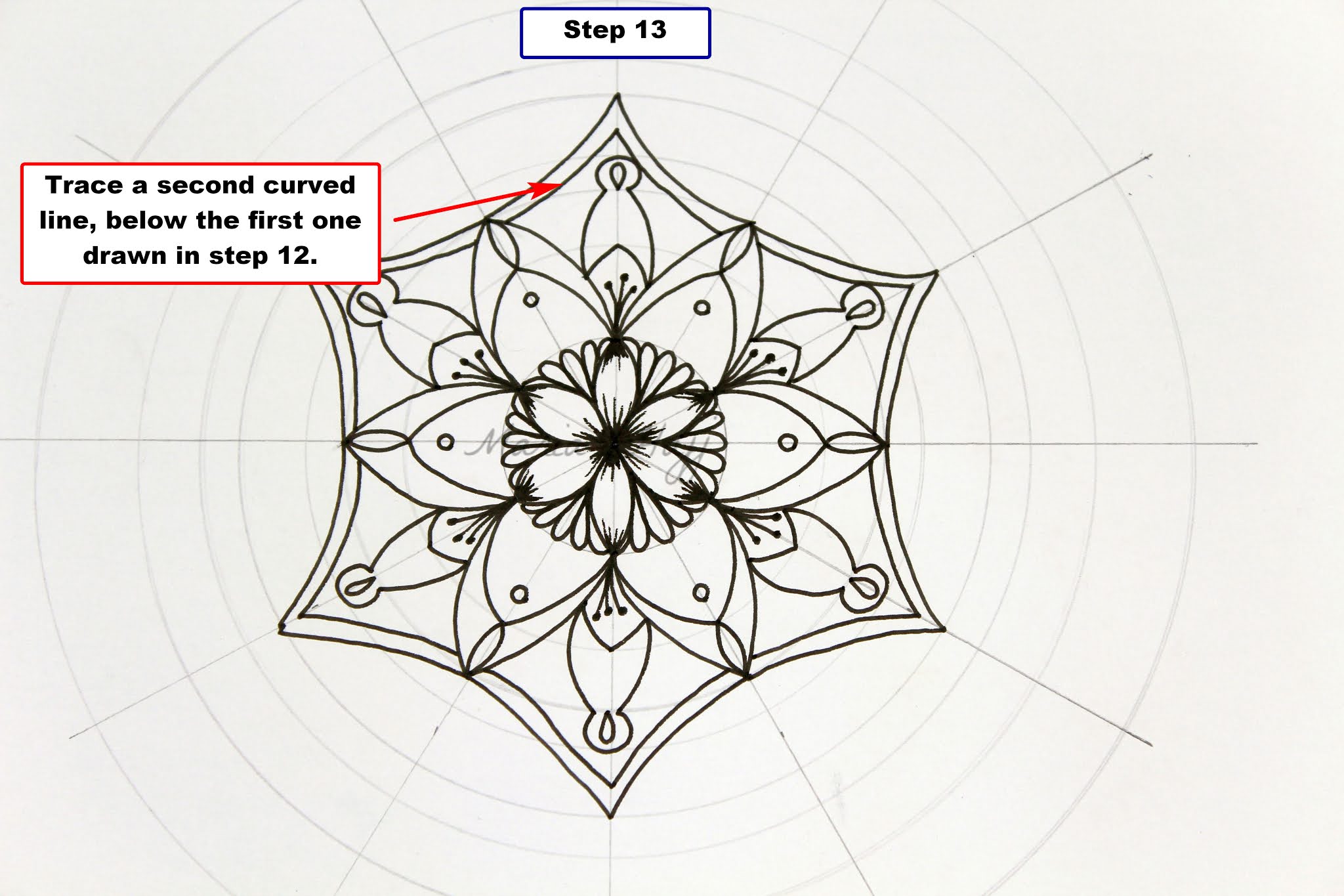 Mandala Art/ Illustrated easy step by step drawing/ Creative Mandala #2