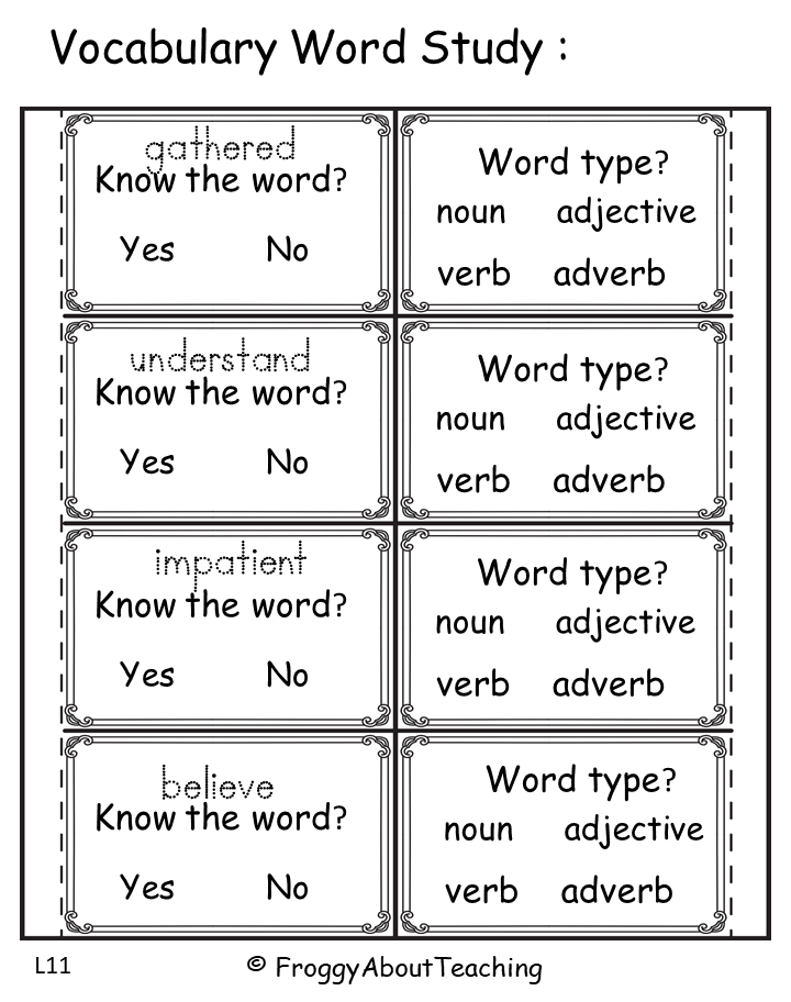 FROGGY ABOUT TEACHING : 2nd grade Vocabulary Word Study
