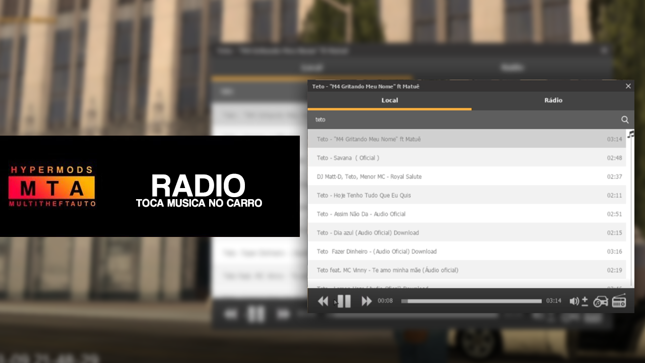 MTA:SA - RADIO +TOCA MUSICA NO CARRO