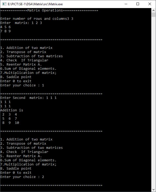 Matrix Operations Program in CPP - Way2Techin