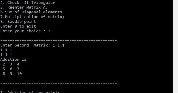 Matrix Operations Program in CPP - Way2Techin
