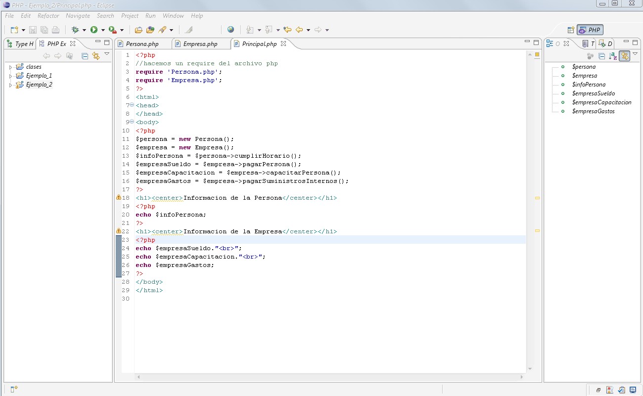 Vacil Mio y Bayuncadas: Ejemplo 2 Persona Empresa POO-PHP
