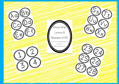 Classroom Freebies Too: Polka Dot Word Wall Letters and Numbers 1-30
