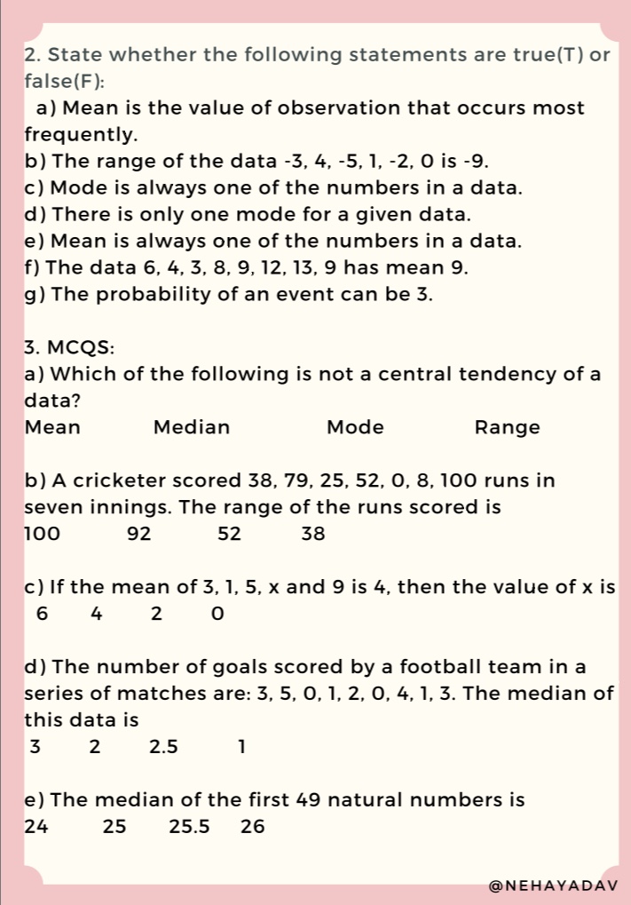 Data handling worksheet class 7th