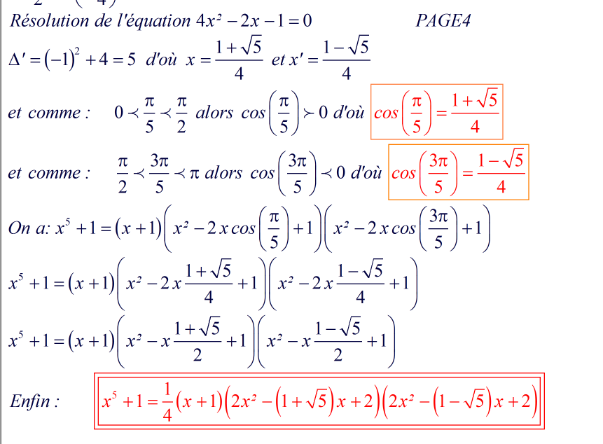 Factorisation d'un polynôme en utilisant le corps des complexes