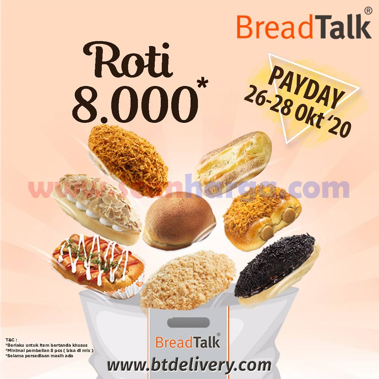 Promo BREADTALK PAYDAY harga Roti Cuma Rp 8.000* - scanharga