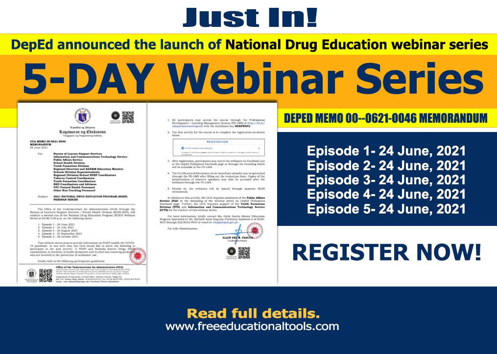 DepEd announced 5-DAY Webinar Series on National Drug Education Program ...