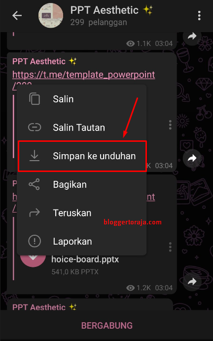 Cara Download Template PowerPoint (PPT) di Telegram - Blogger Toraja