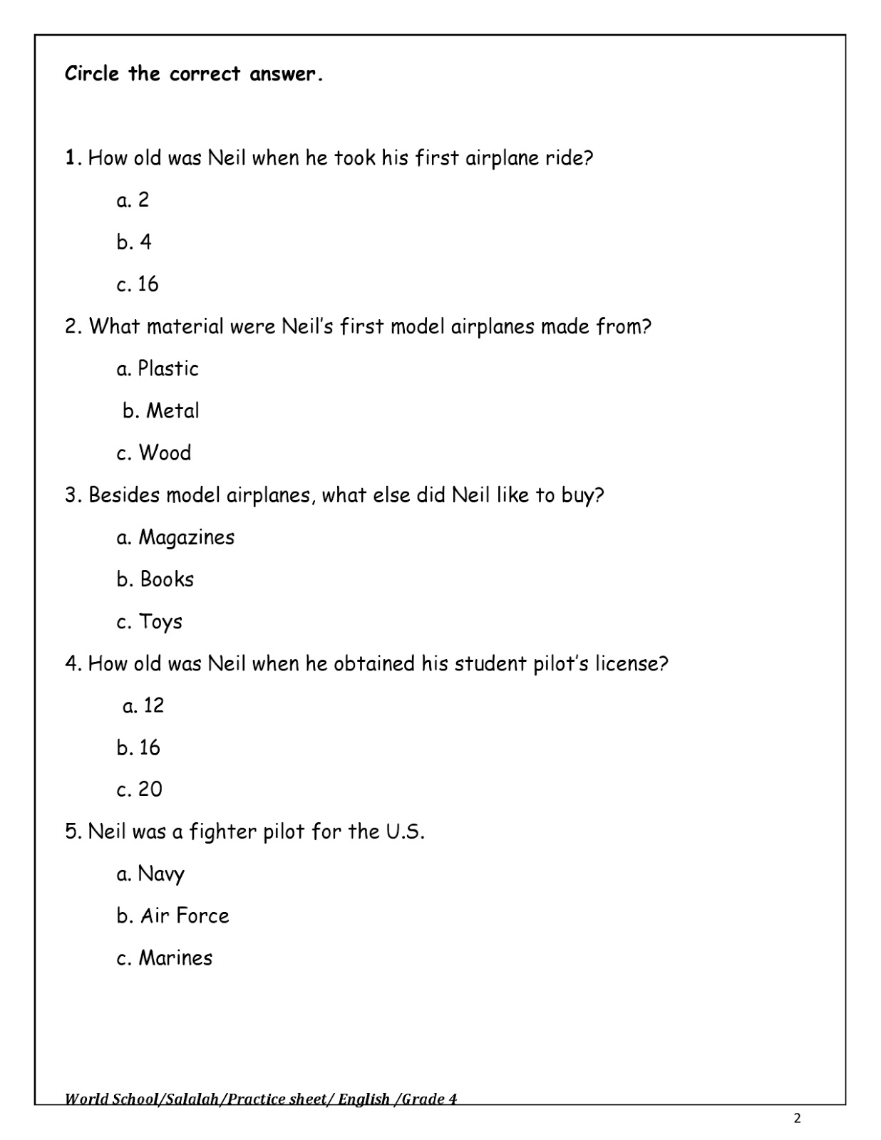 Birla World School Oman: Homework for Grade 4 as on 29/03/2020