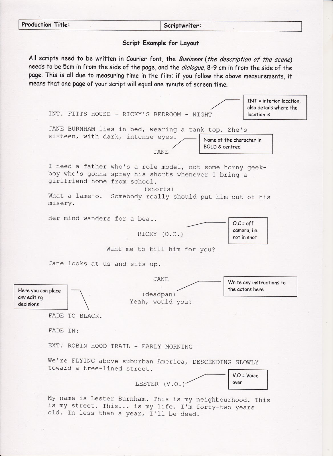 Foundation portfolio: a nightmare on elm street and script example for ...