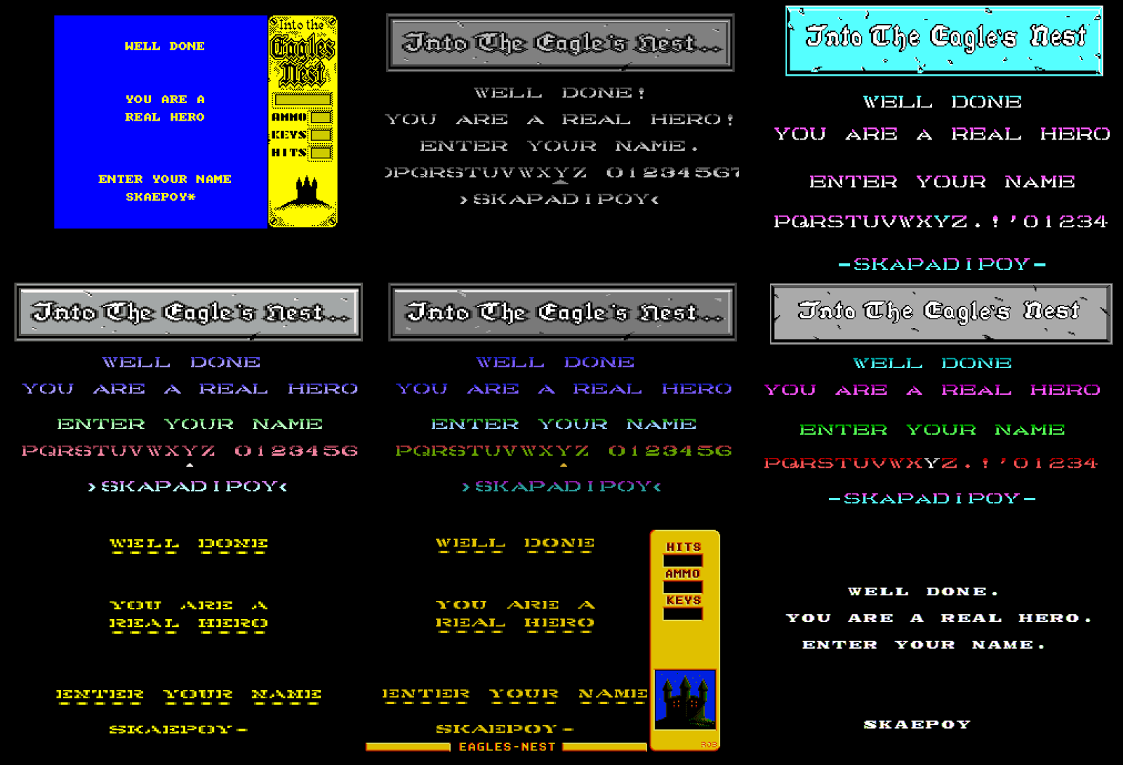 FRGCB - Finnish Retro Game Comparison Blog: Into The Eagle's Nest (Pandora, 1987)