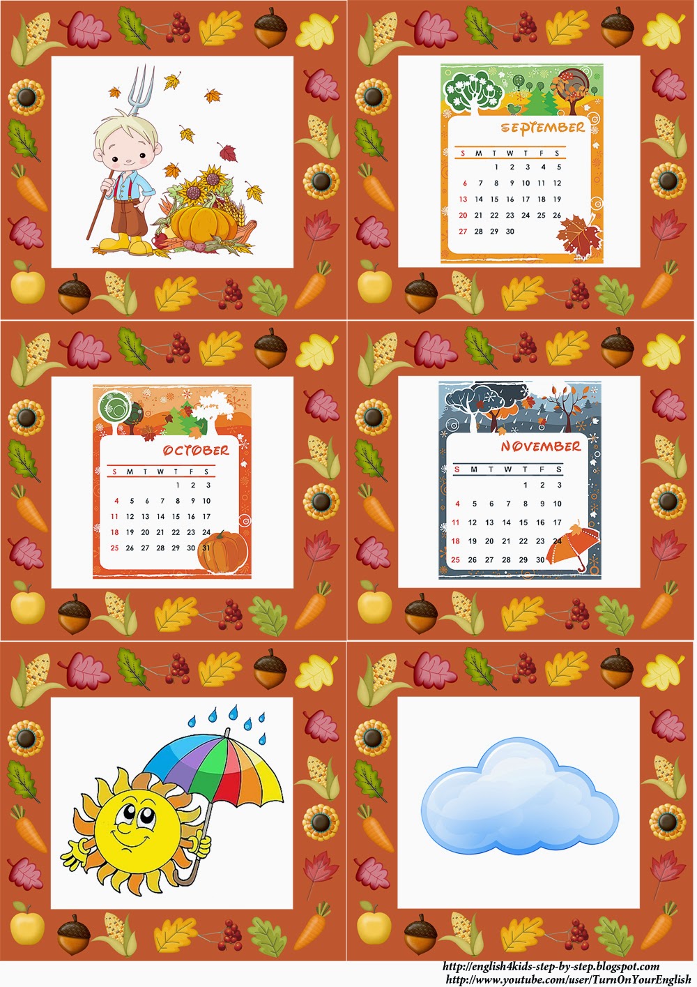Fall / Autumn Flashcards and Vocabulary Cards