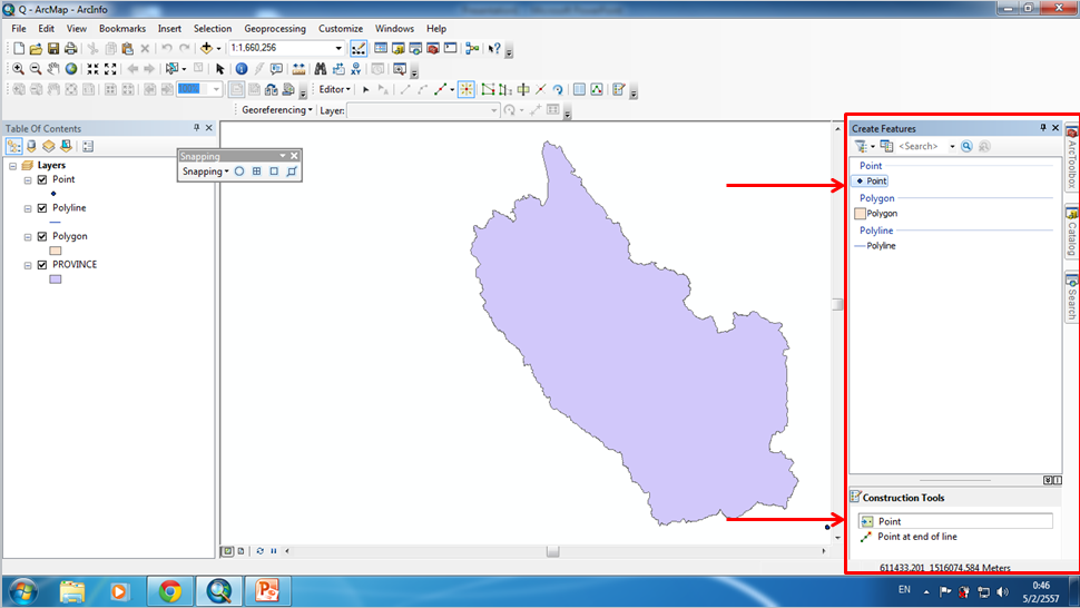 ArcMap 10: 1.วิธีการแก้ไขข้อมูล (Editing feature)