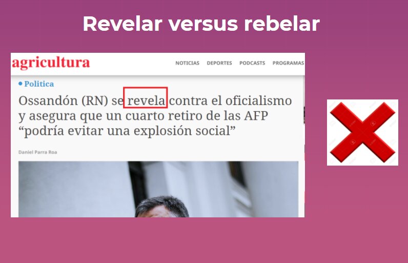 Revelar versus rebelar