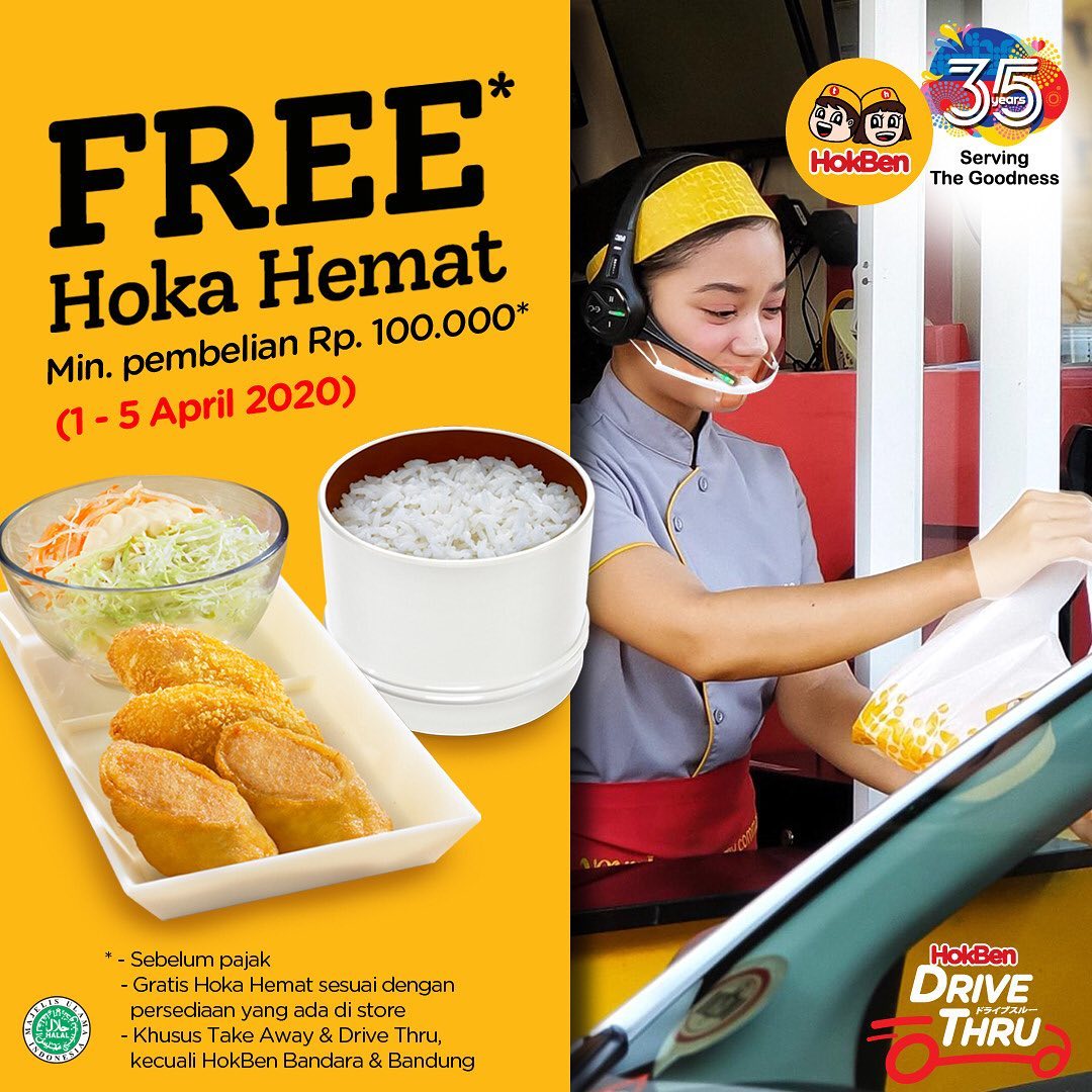 Promo Hokben Drive Thru Gratis Hoka Hemat Periode 1 - 5 April 2020 - scanharga