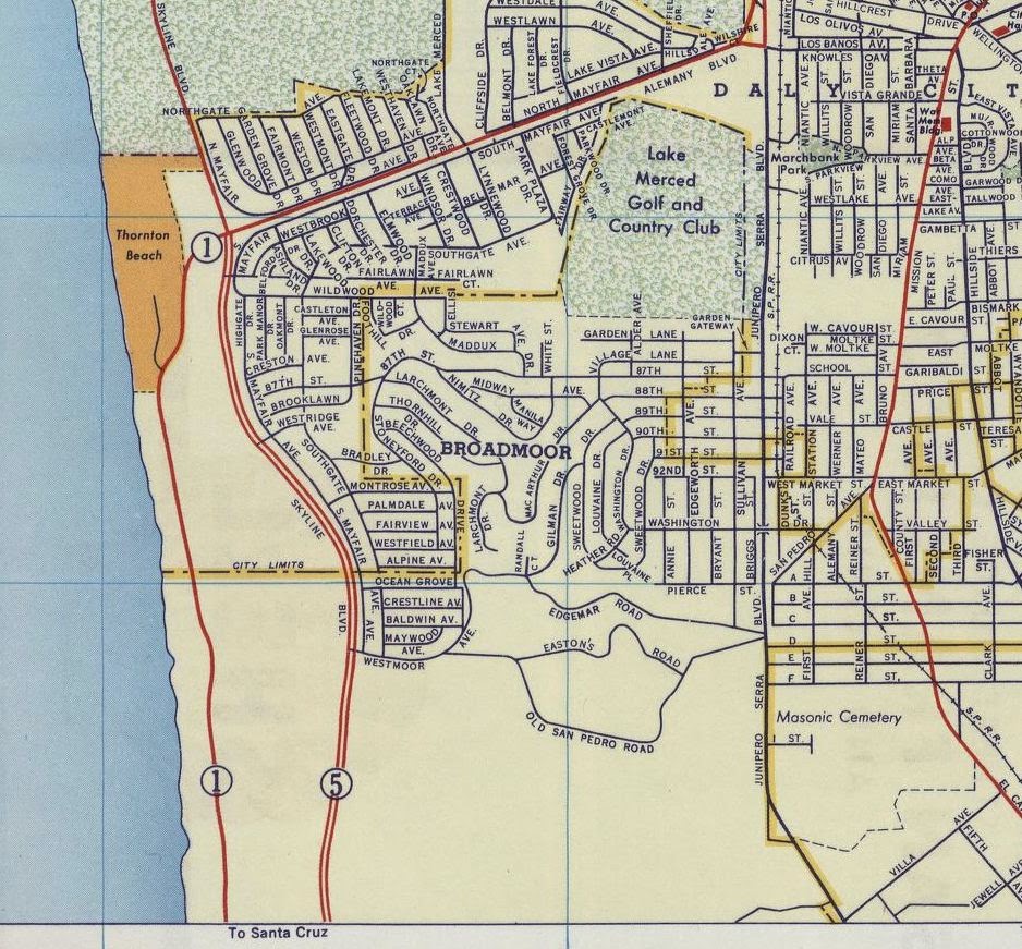 Thornton State Beach: Daly City Maps from the 1950's