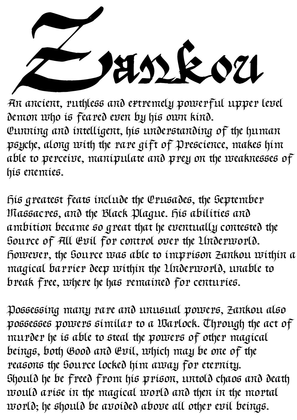 Book Of Shadows Pages: Zankou