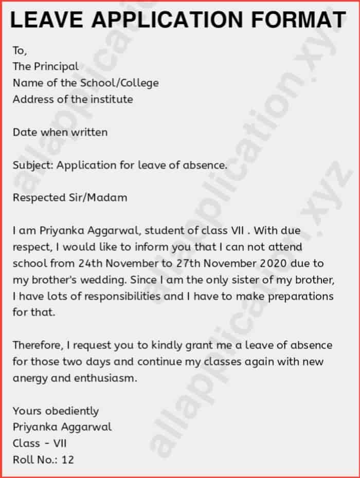 Leave Application for School, College & Office [20 Samples]