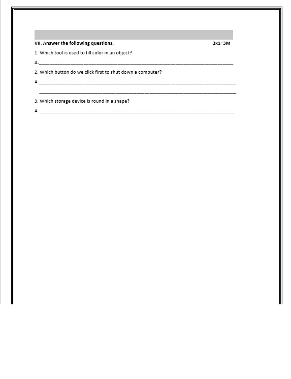Computer Science: Model Papers Grade 1