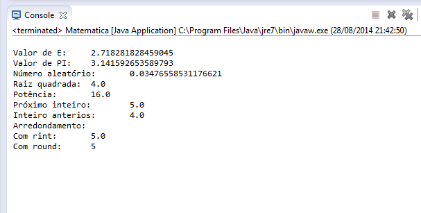 JAVA: Operações matemáticas