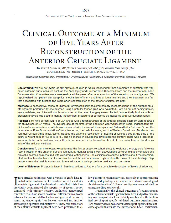 Sports and ACL Injuries: Revision ACL Reconstruction