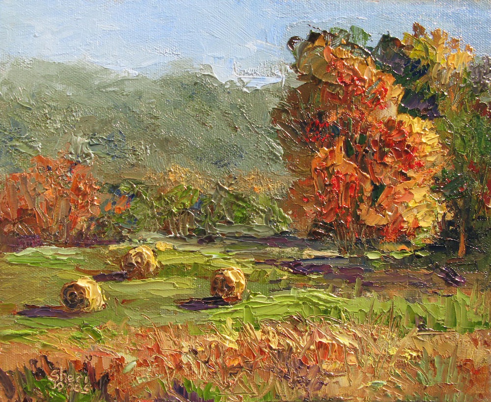 Sheri Jones Daily Painting Journal: Fall Hay Harvest by Sheri Jones