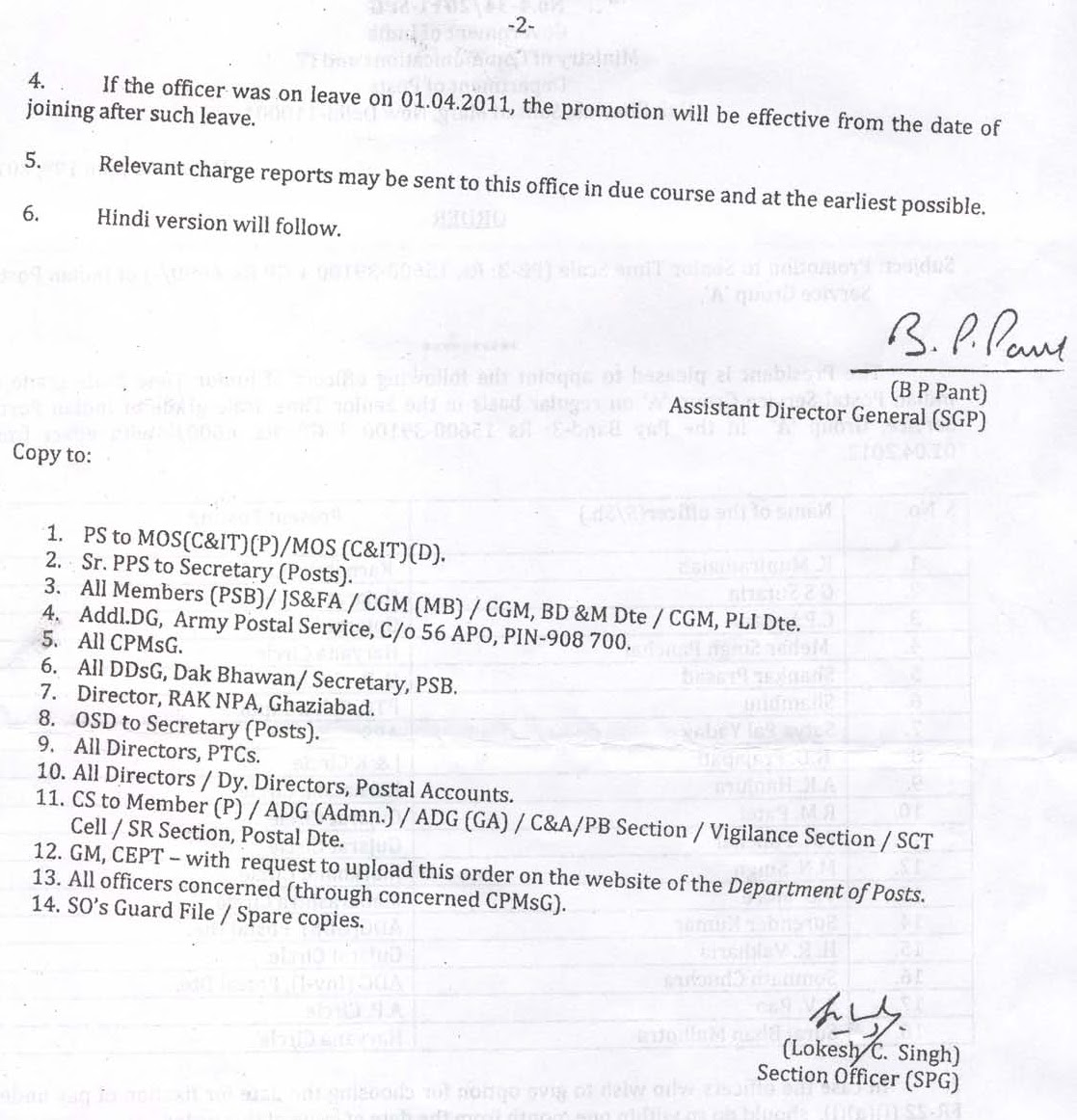 Postal Inspector M.P. Circle - निरीक्षक दर्पण - IP ASP MP: Promotion to ...