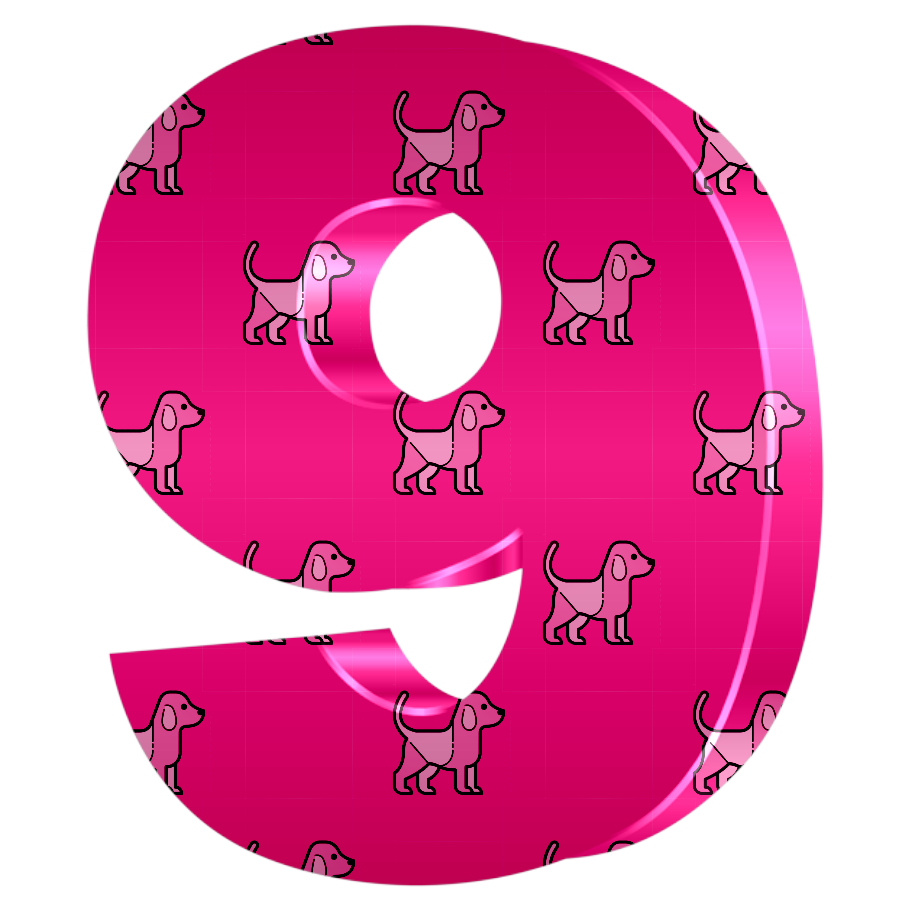 M. Michielin Alphabets: PINK DOG PUPPY ALPHABET, ICONS AND NUMBERS PNG
