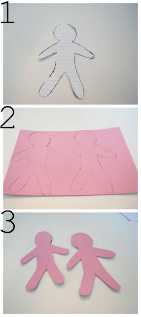 1. Make a little person template. You can print yours from the computer ...