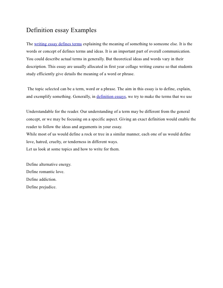 Writing A Definition Essay Examples ~ Resume Letter