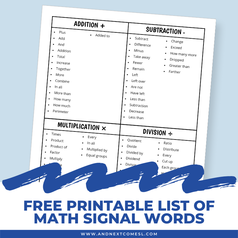 Math Signal Words That Will Improve Comprehension Of Word Problems Math Signal Words That Will Improve Comprehension Of Word Problems
