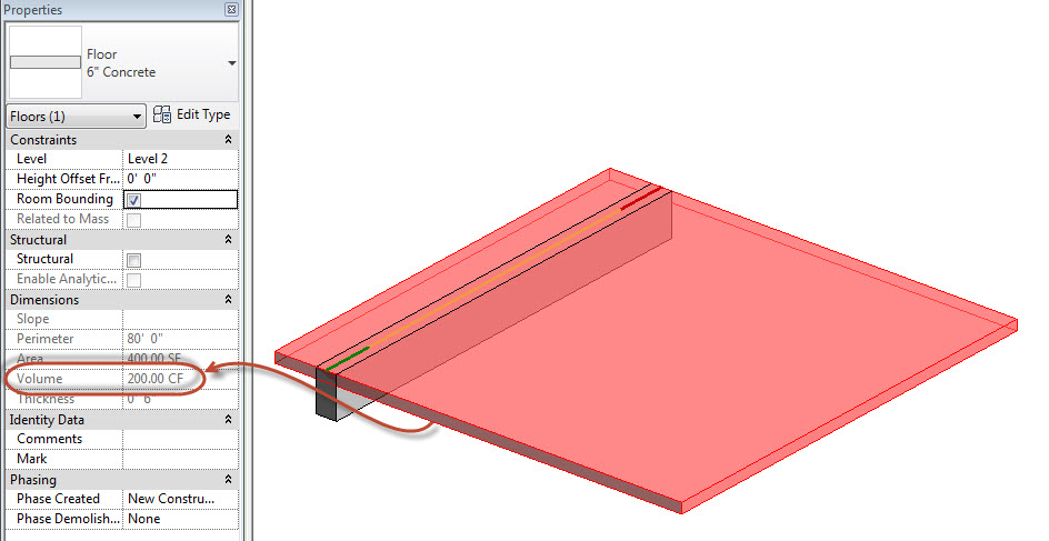 TechnicalSupport: Concrete Volume between Slab and Beams