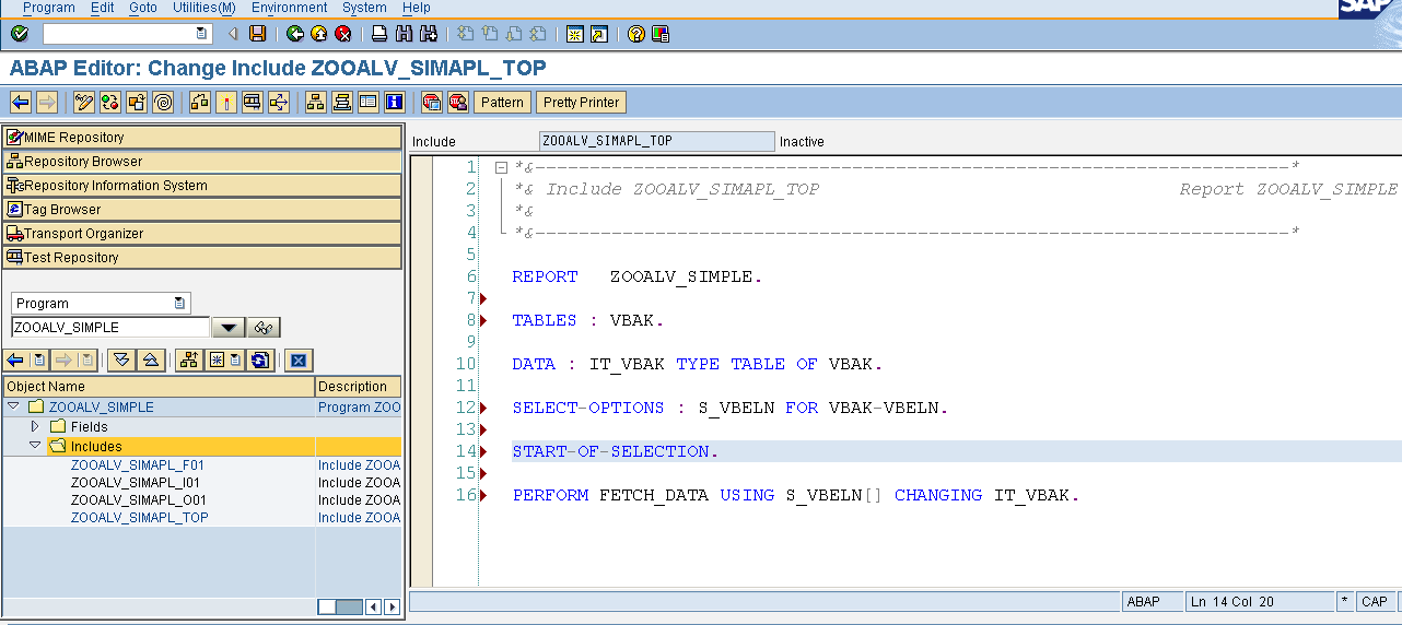 SAP TECH: Basic OO-ALV Report ( SE80 )