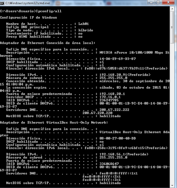 Sistemas Digitales De Informacion: Comando De Consola Para Controlar La Red